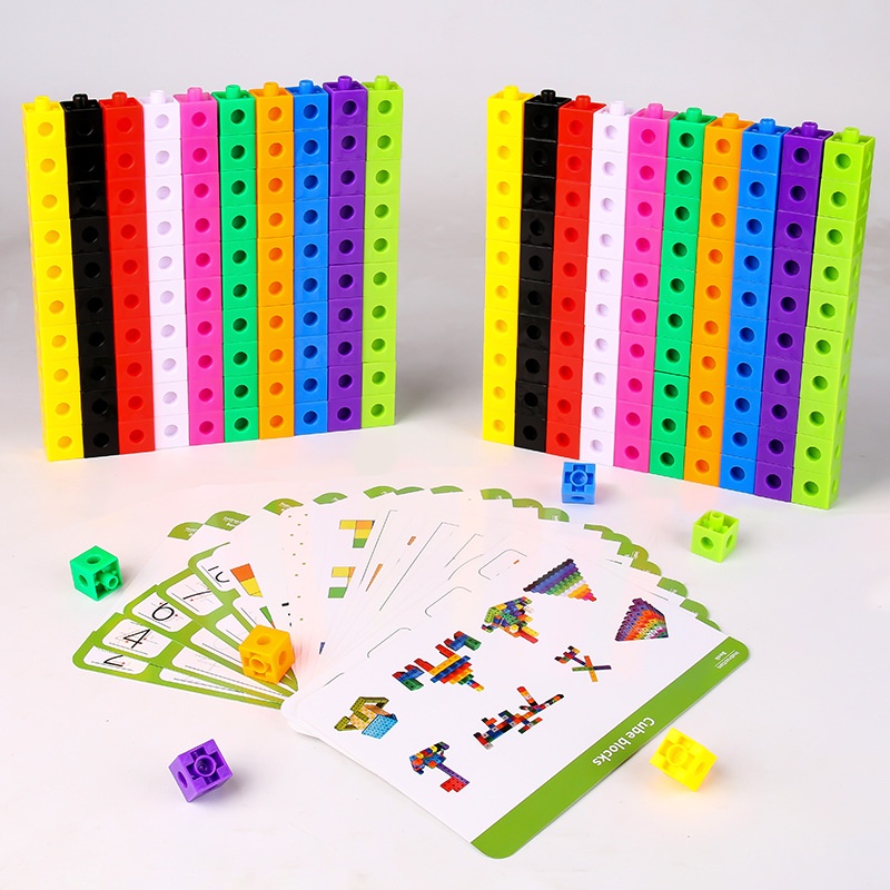 Math Linking Cubes with Activity Cards Set Number Blocks Counting Toys ...