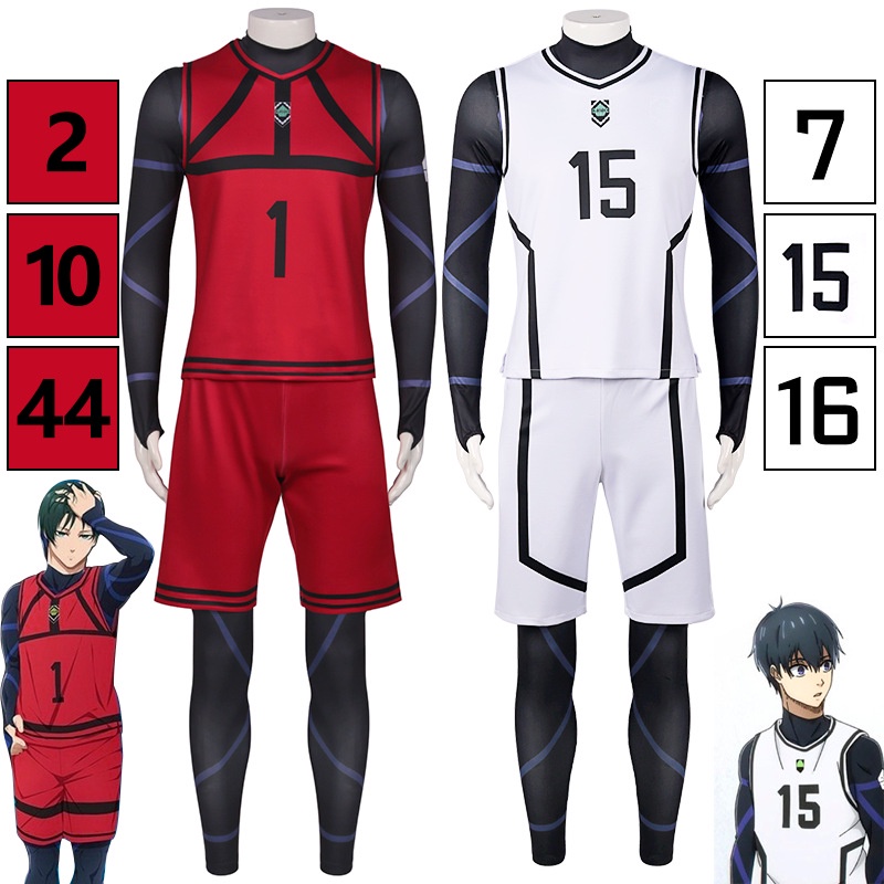 Anime Blue Lock Cosplay Costume Yoichi Isagi Hyoma Chigiri Team White Red Uniform Wig Meguru