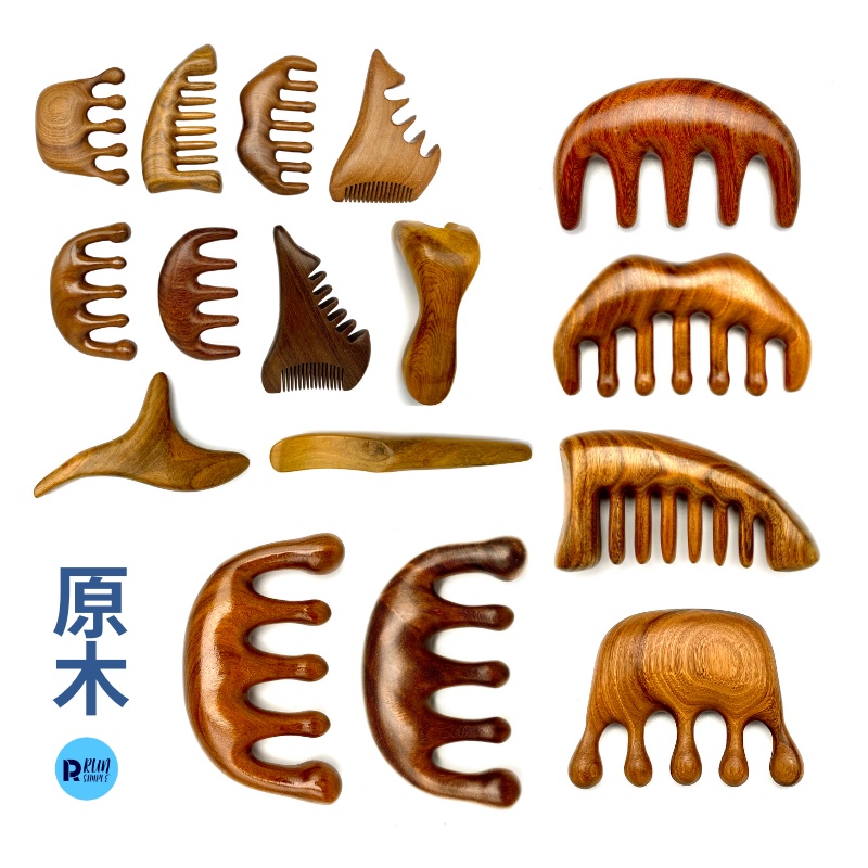 Log Head Meridian Massage Comb | Log/Wooden Comb Series | Acupuncture ...
