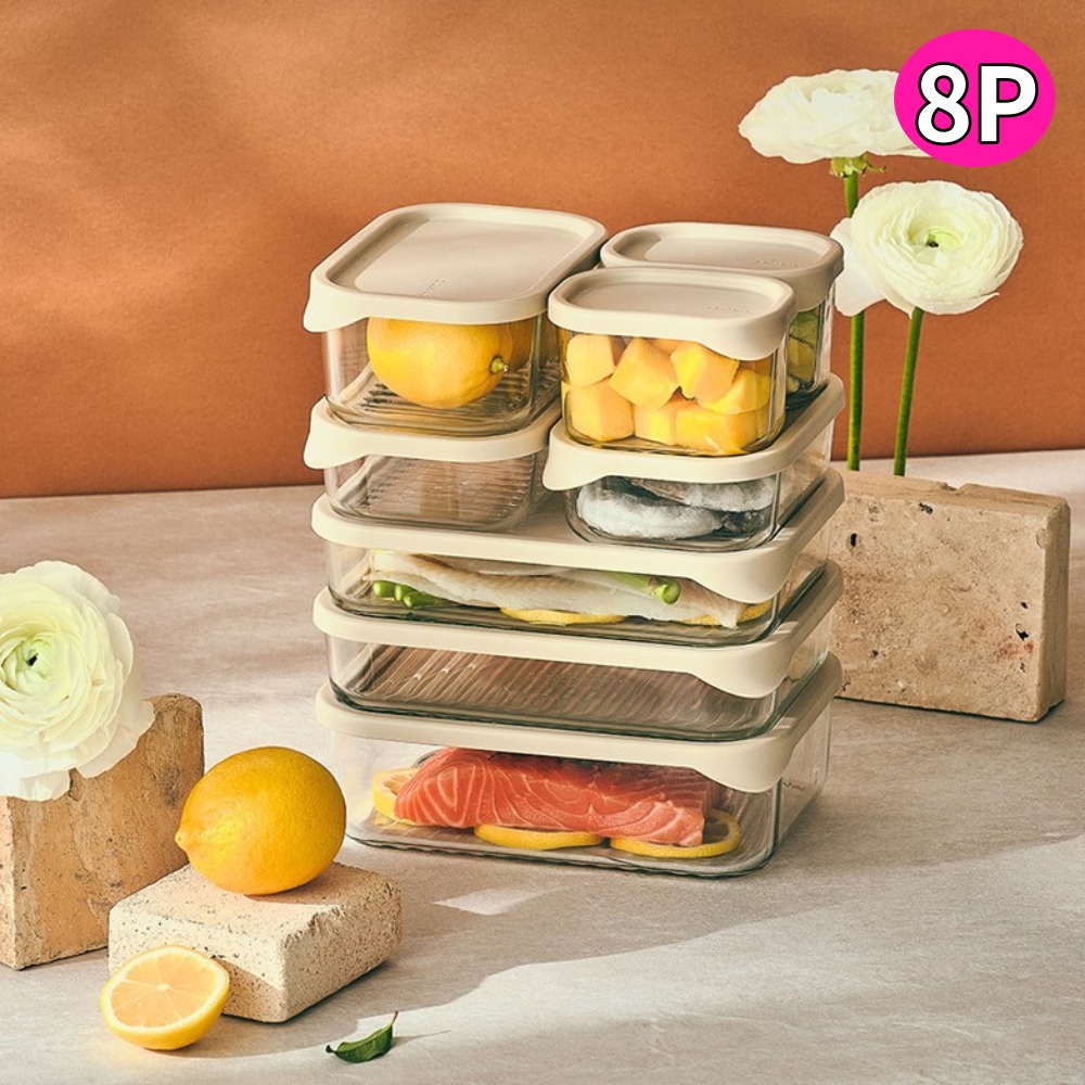 [Glasslock] Korea NO1 Glass Airtight Container Affordable Modular 8Sets ...