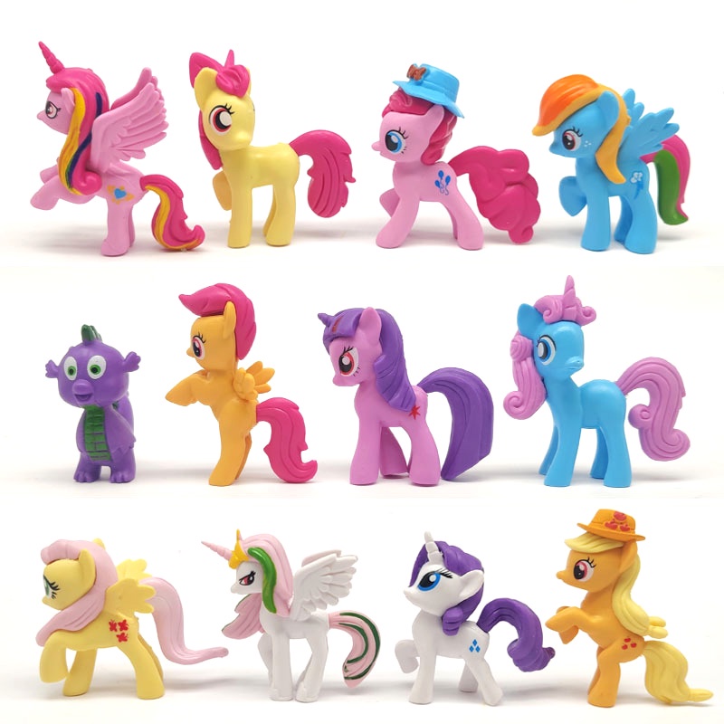 12pcs My Little Pony Twilight Sparkle Rainbow Dash Anime Figures ...
