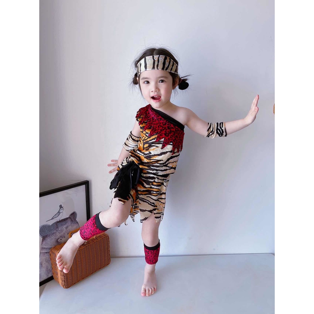 Children's Day Children's Tiger Pattern Costume Africa Native Hunter ...