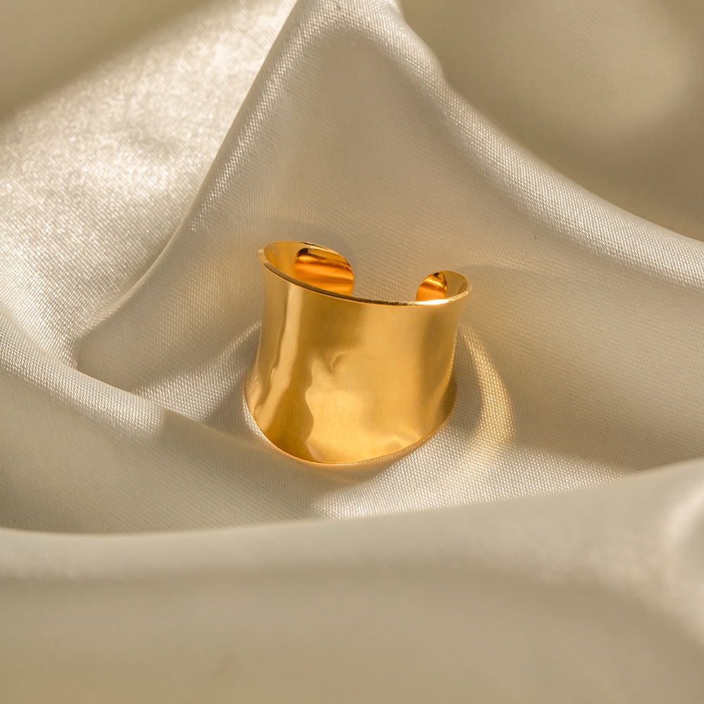 Geometric Texture 18K Gold Stainless Steel Open Ring Does Not Fade ...