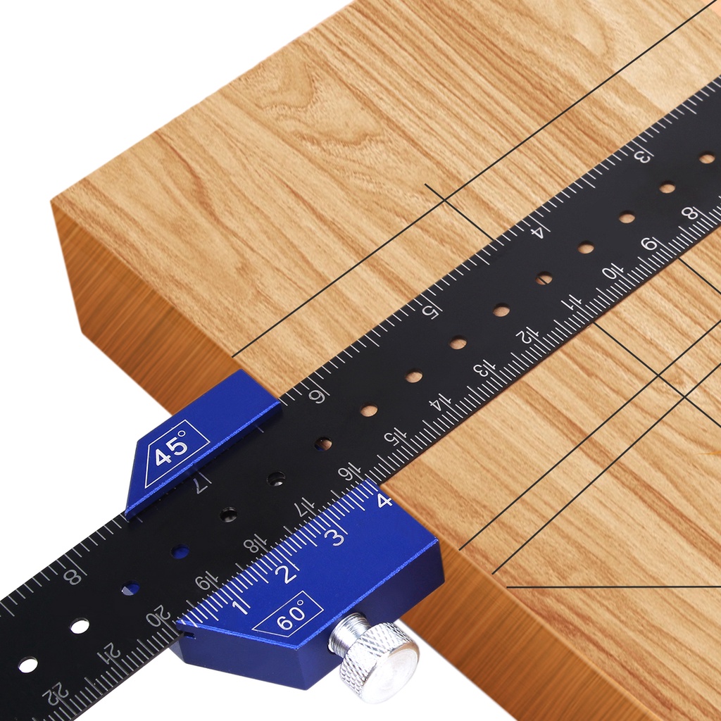 Slide Stop Ruler Inch/Metric Angle Straight Edge Scribing Ruler T ...