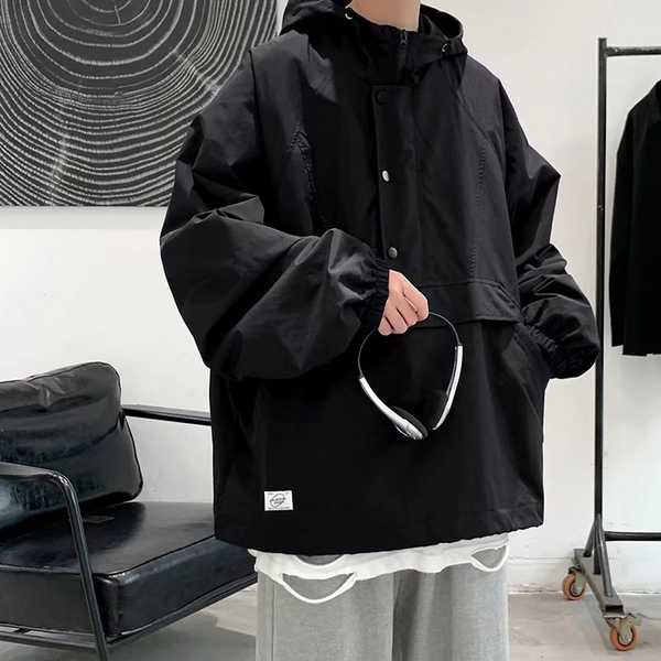 Half Zipper Black Samurai Jacket Jacket Men Spring Autumn Hooded ...