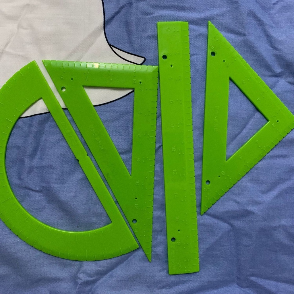 Blind Stationery Set 4-Piece Set 7-Piece Set with Ruler Triangle Ruler ...