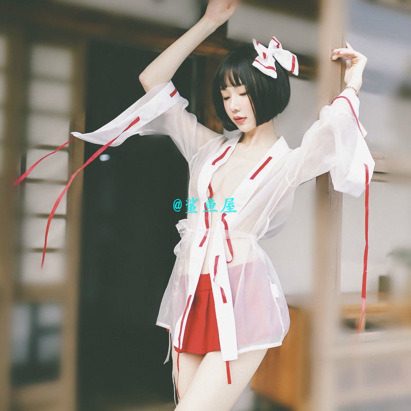 Sexy Store Japanese Miko Sexy Nightgown Underwear Set Female Nurse Pajamas Sexy Bikini cos Soft ...