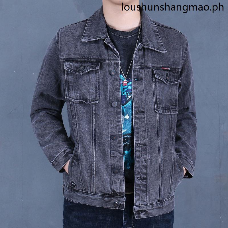 Hot Sale Smoke Gray Denim Jacket Men Washable Wear-Resistant Trendy ...