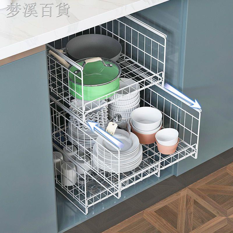 Layered shelves in kitchen cabinets changed to drawer pull-out storage ...