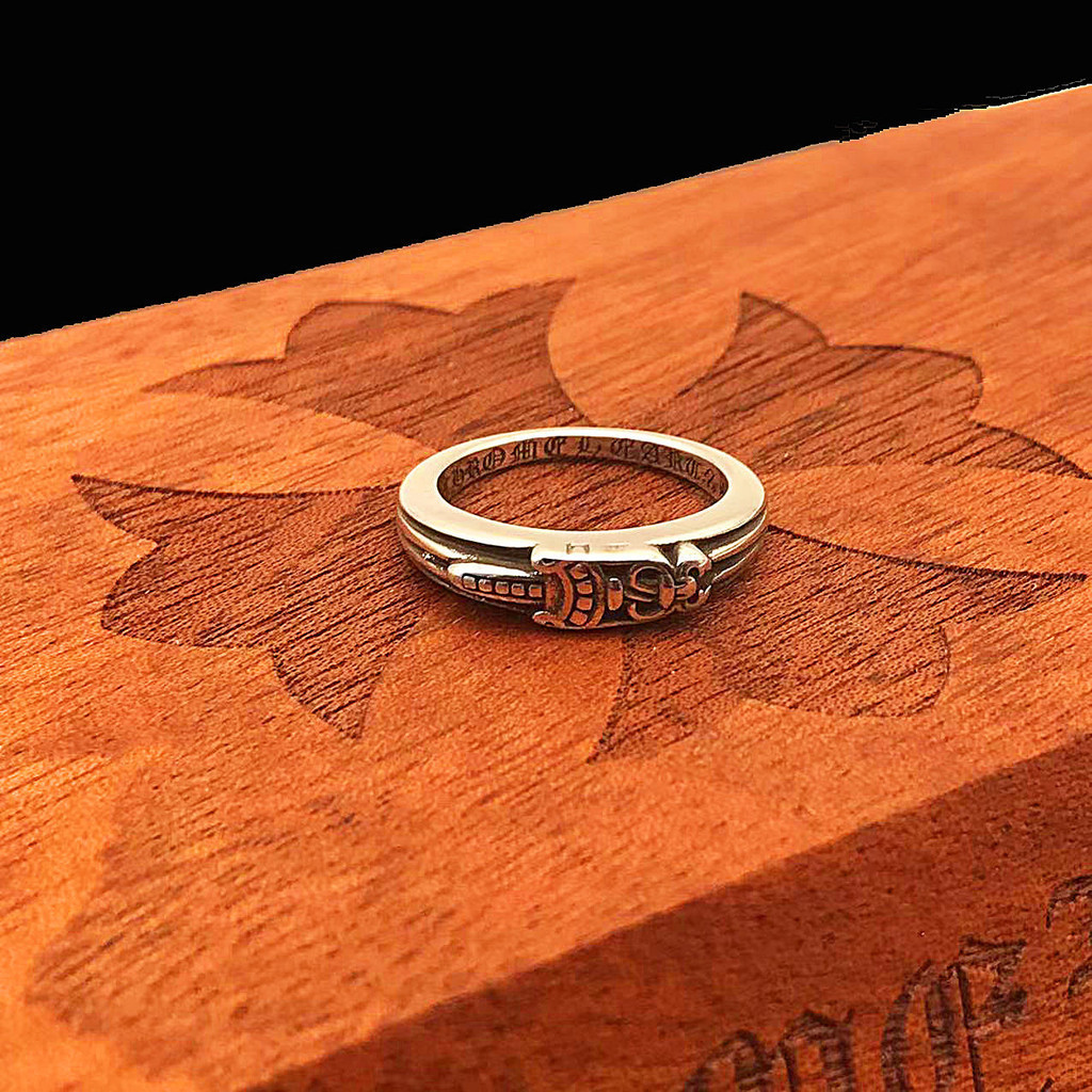 CH Ring/925 Silver Holy Sword Shape Small Narrow Cross Retro Ring ...