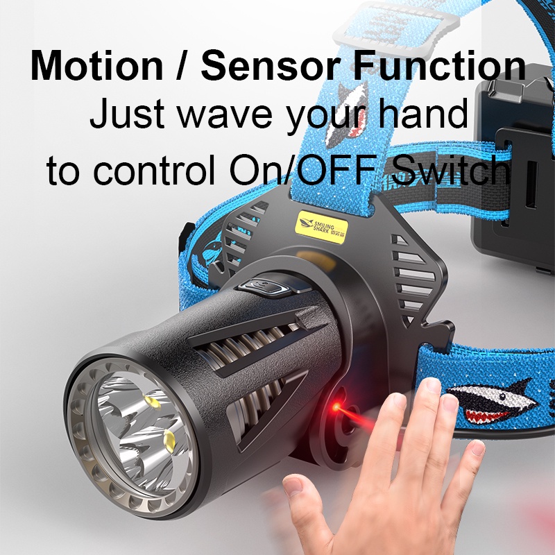 SmilingShark 15000LM Headlight Led M90 Powerful Strong Bright Headlamp Flashlight Multifunction ...