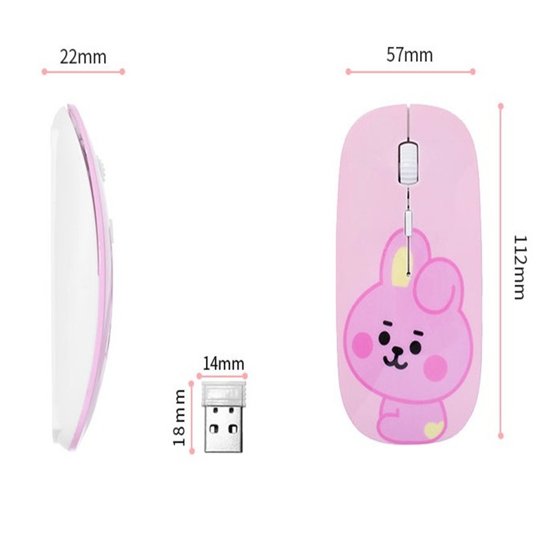 KPOP BT21 Wireless Mouse Rechargeable Silent Gaming Mouse For Laptop ...