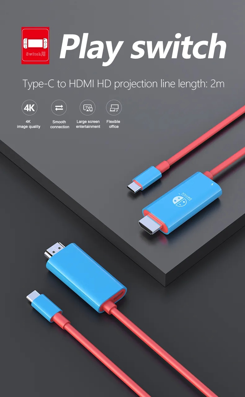 Switch Nintendo Type-c Video Transfer Cable USBC 4K PD Charging Cable ...