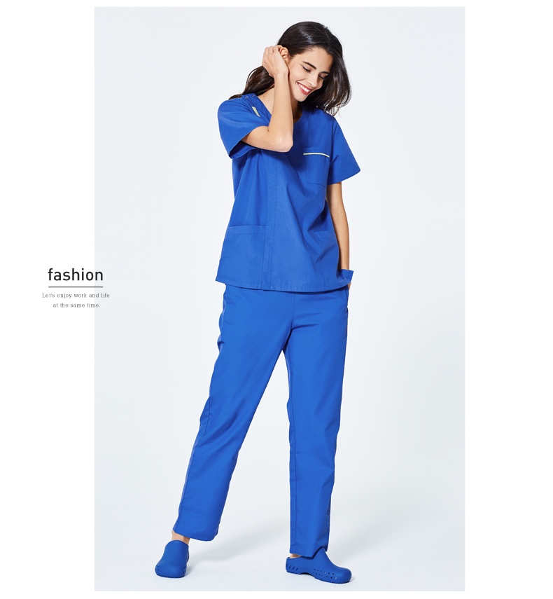 ANNO Men Women Scrubs Set Suit Hand Washing Suit Kit Pure Color Hand ...