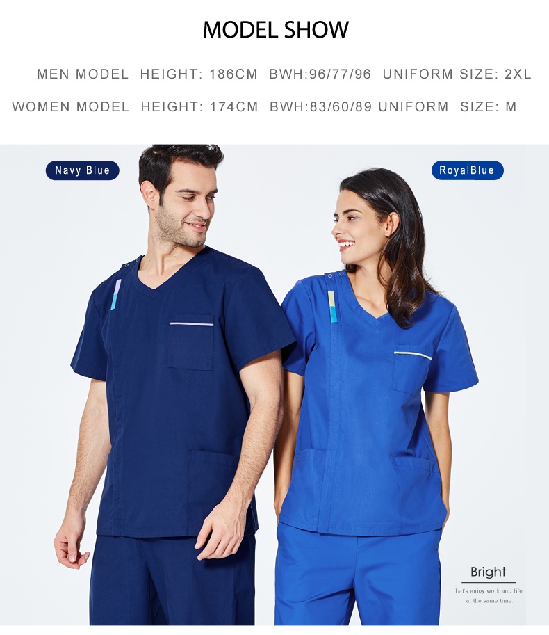 ANNO Men Women Scrubs Set Suit Hand Washing Suit Kit Pure Color Hand ...