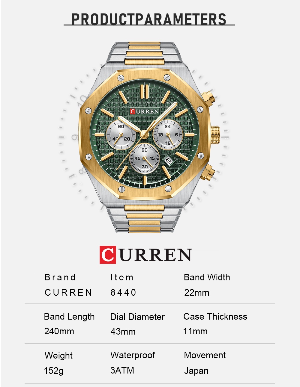 CURREN New Men's Fashion Luxury Multifunctional Pointer Glow Stainless ...