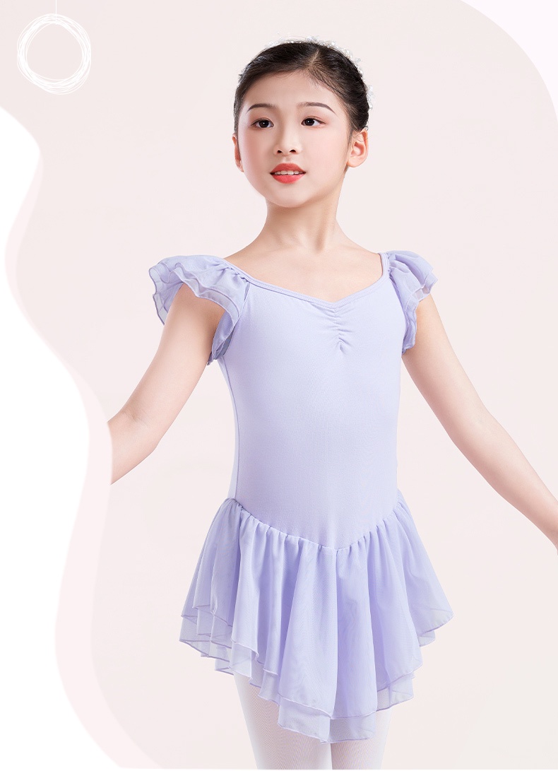 Ballet Dress for Kids Girls 2 Layers Mesh Dress Ruffle Sleeves Ballet ...