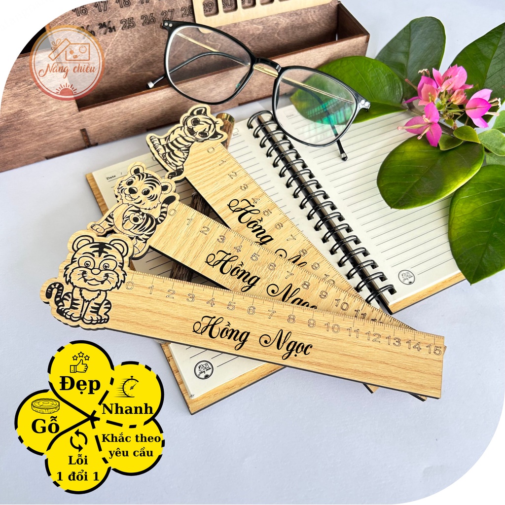 Tiger wooden ruler with name engraved upon request, extremely large ...