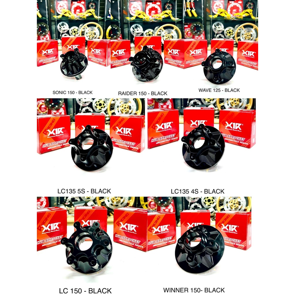 Black X1R CNC disc hub: Exciter, Winner, Sonic, Wave, Sirius, Raider fi ...