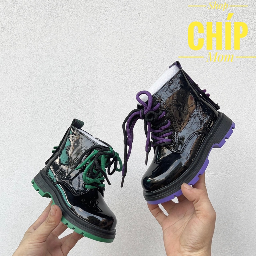 Super Glossy Leather Boys High-Neck Boots With Dust-Free Horizontal ...