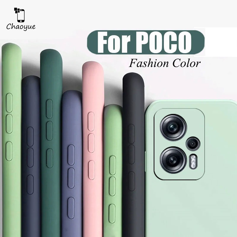 Square Liquid Silicone Phone Case For Xiaomi POCO X6 X5 M6 M5 M5s X4 F4 ...