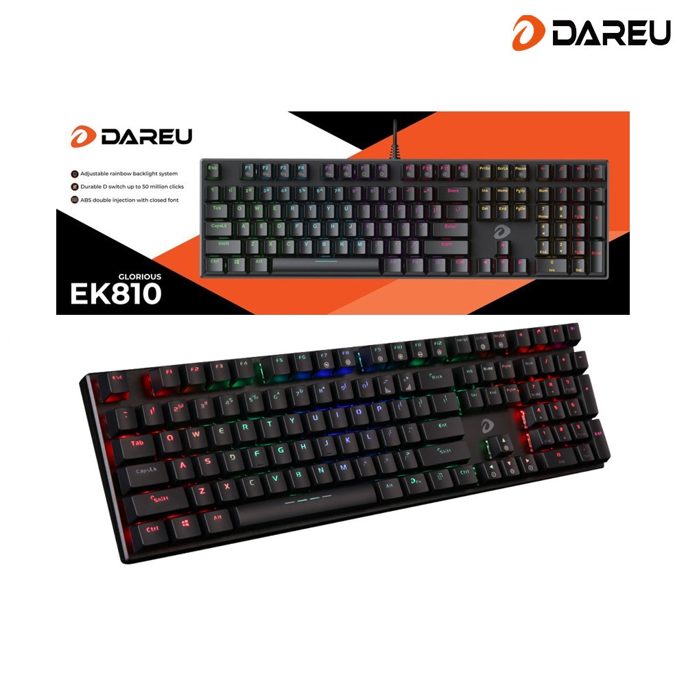 Dareu EK810 Mechanical Gaming Keyboard – Black (MULTI-LED, Blue/ Brown ...