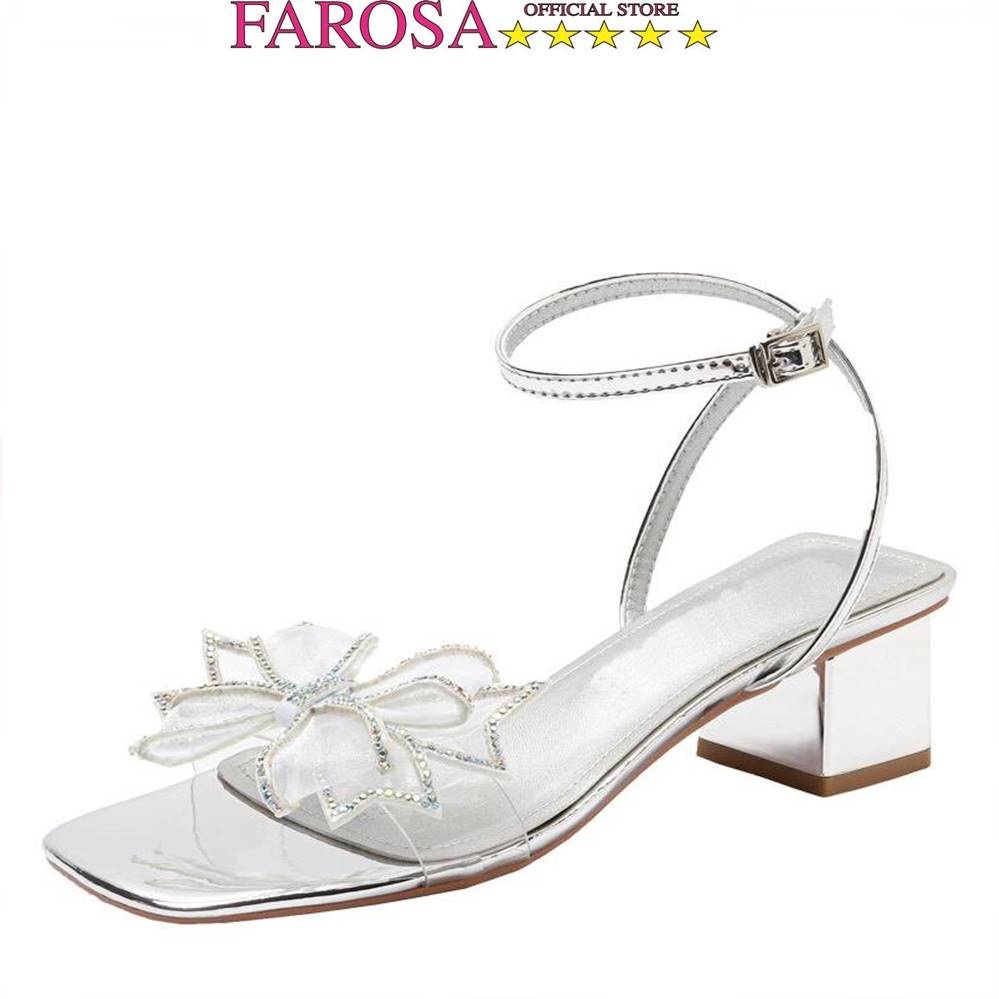 Farosa glitter bow sandals for women - N7 with square sole 5cm with ...