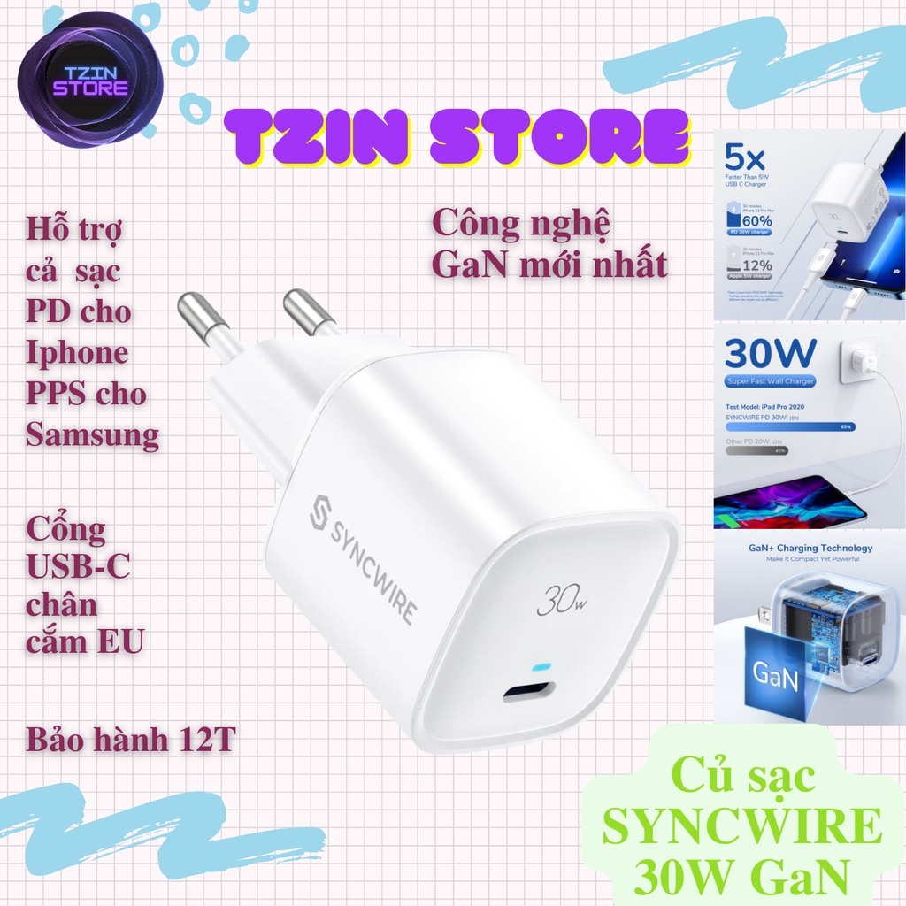 Syncwire 30W PD charger, PPS GaN technology, super fast charging, good ...