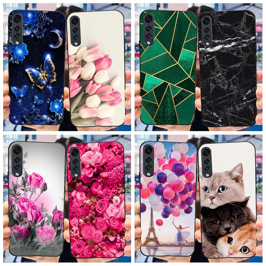 Luxury Marble Casing LG Velvet 5G Phone Case Soft TPU Black Silicone ...