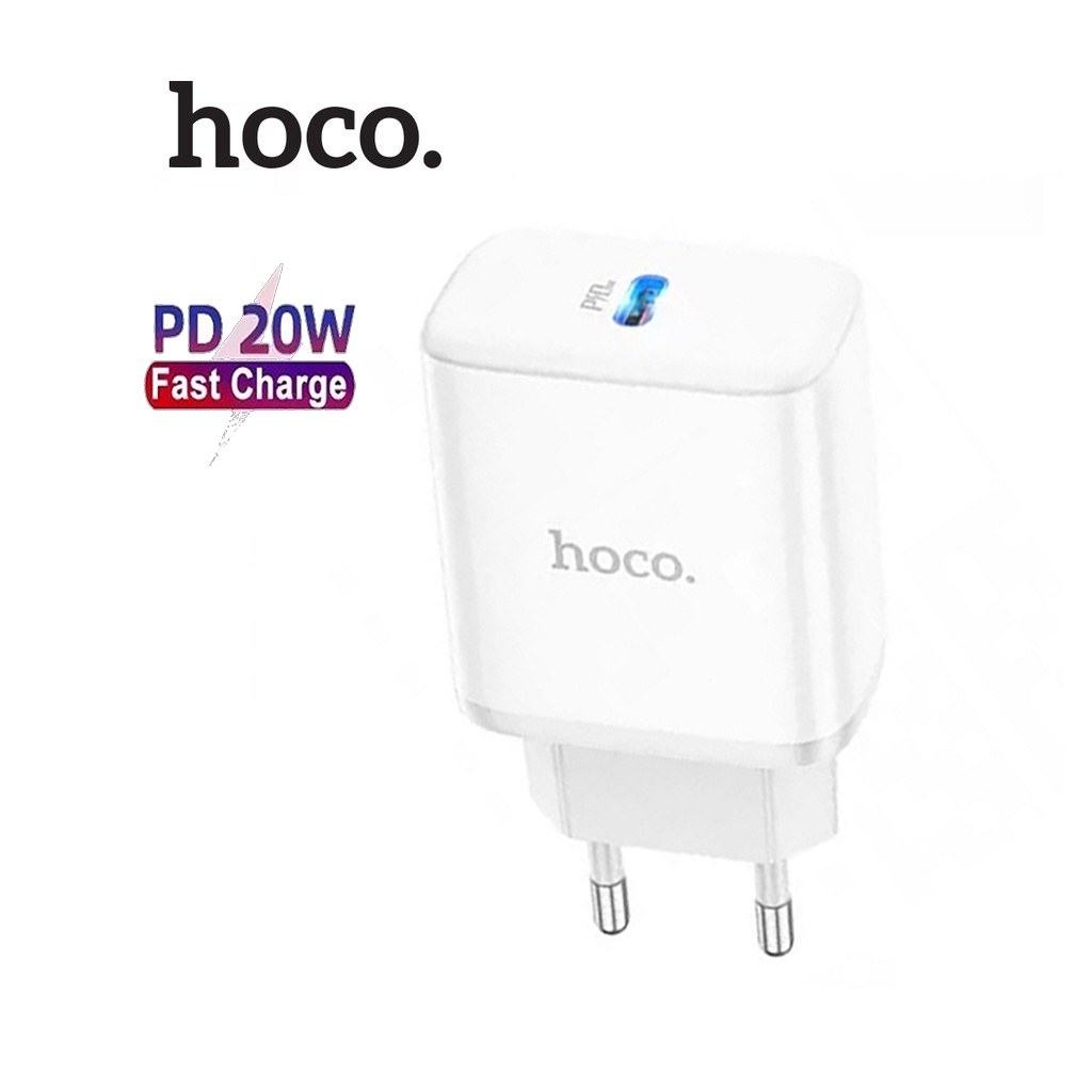 Pd20w Hoco C104A fast charger, EU standard, 1 Type-C port with Led ...