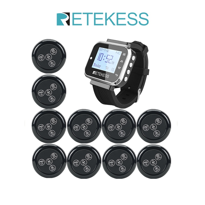 Retekess TD110-TD032 Wireless Calling System Pager Buttons 8 languages ...