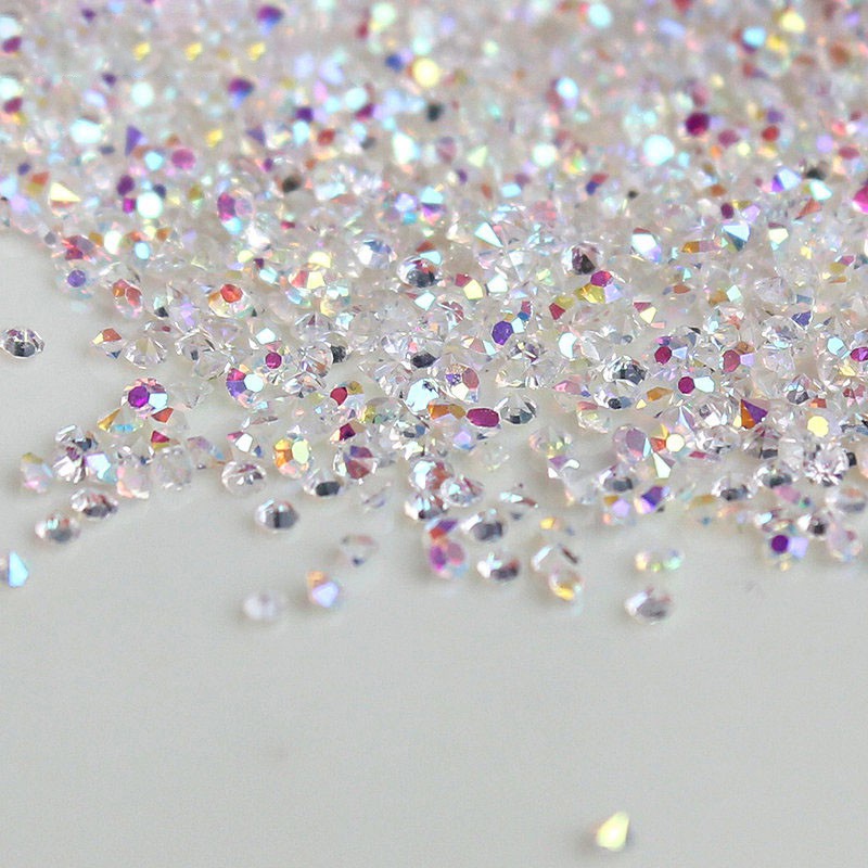 1440pcs Nail Crystal AB Clear Micro Rhinestones Pointed Gems Manicure ...
