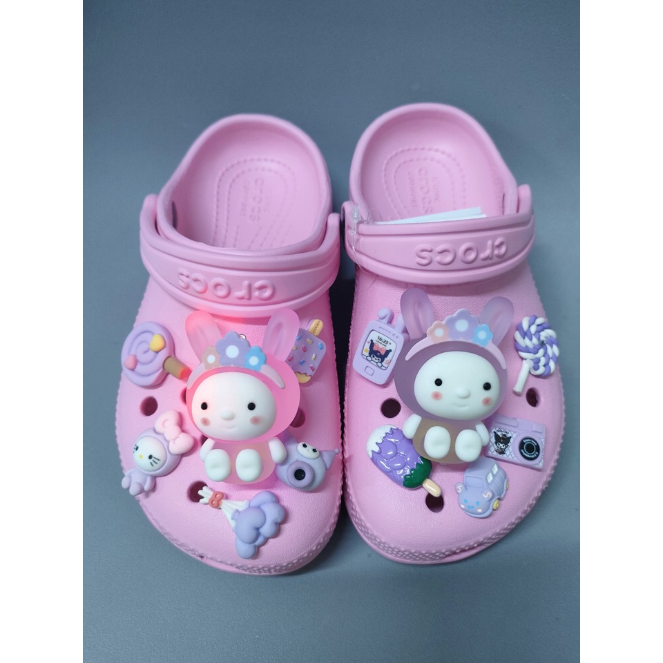Combo Rabbit Flash crocs classic Mules For Boys And Girls In Pink ...