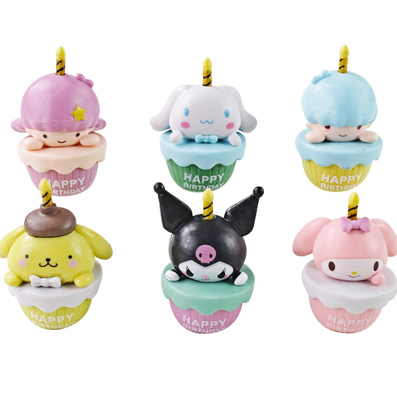 6Pcs/Set Sanrio Hello Kitty My Melody Kuromi Cinnamorol Pochacco Q version Cartoon Characters ...