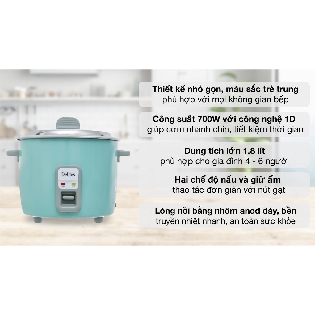 Delites 1.8 liter removable lid rice cooker NCR1802 100% New | Shopee ...