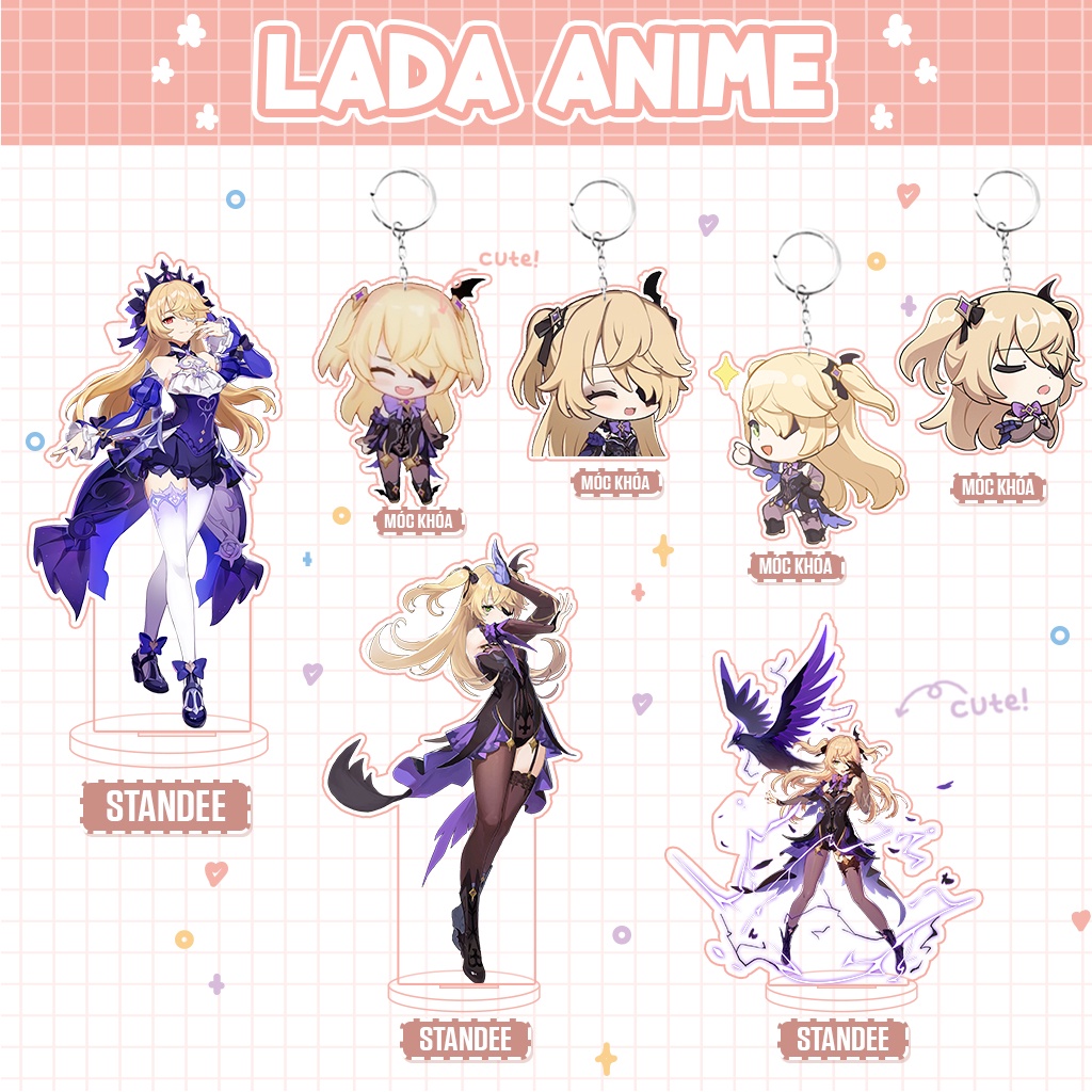 Fischl Genshin Impact Lada anime Cute Desktop standee Model Keychains ...