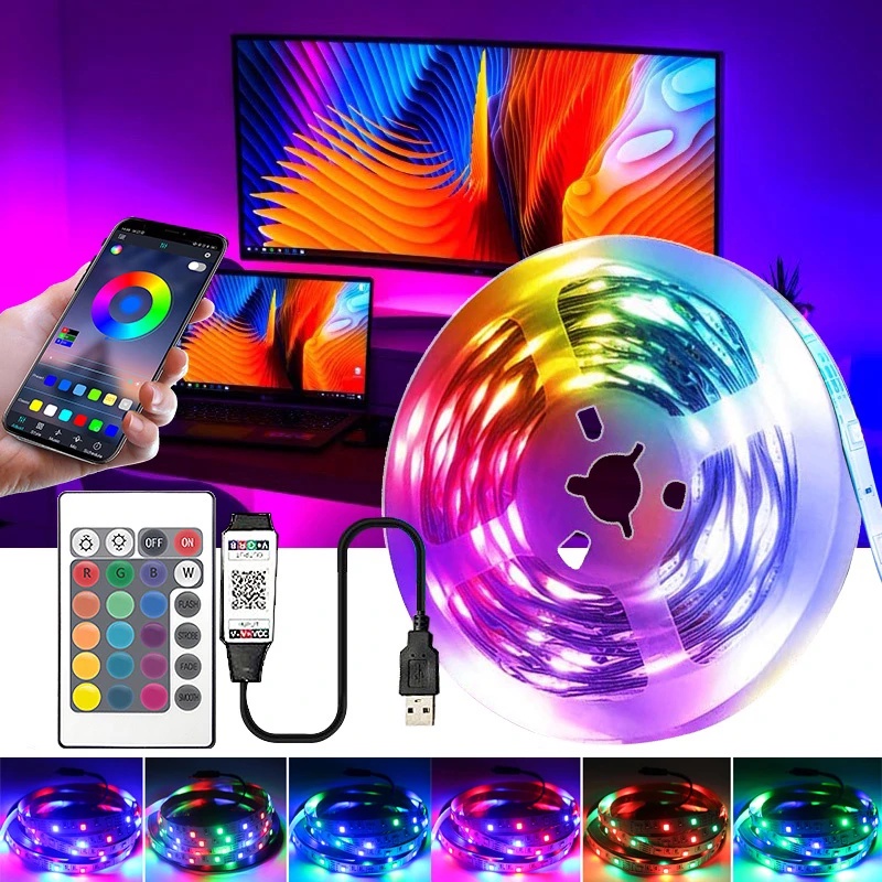 Bluetooth Led Tape Strip Lights RGB for Room TV Backgroud Wall Decorate ...