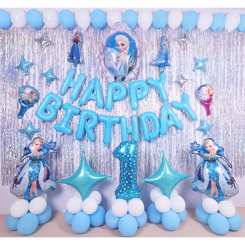 Elsa themed birthday decoration set for girls - Collection of princess ...