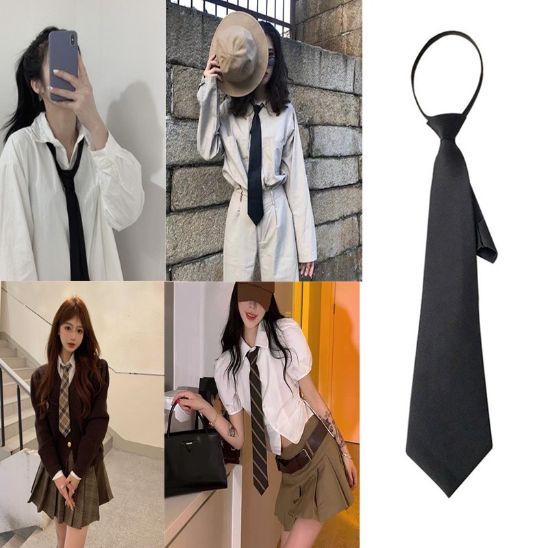 Cod Qipin Korean JK Black Men Women Skinny Zipper Tie College Style ...