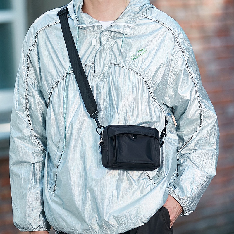 New Men's Shoulder Bag Street Fashion Small Nylon Small Sling Square ...