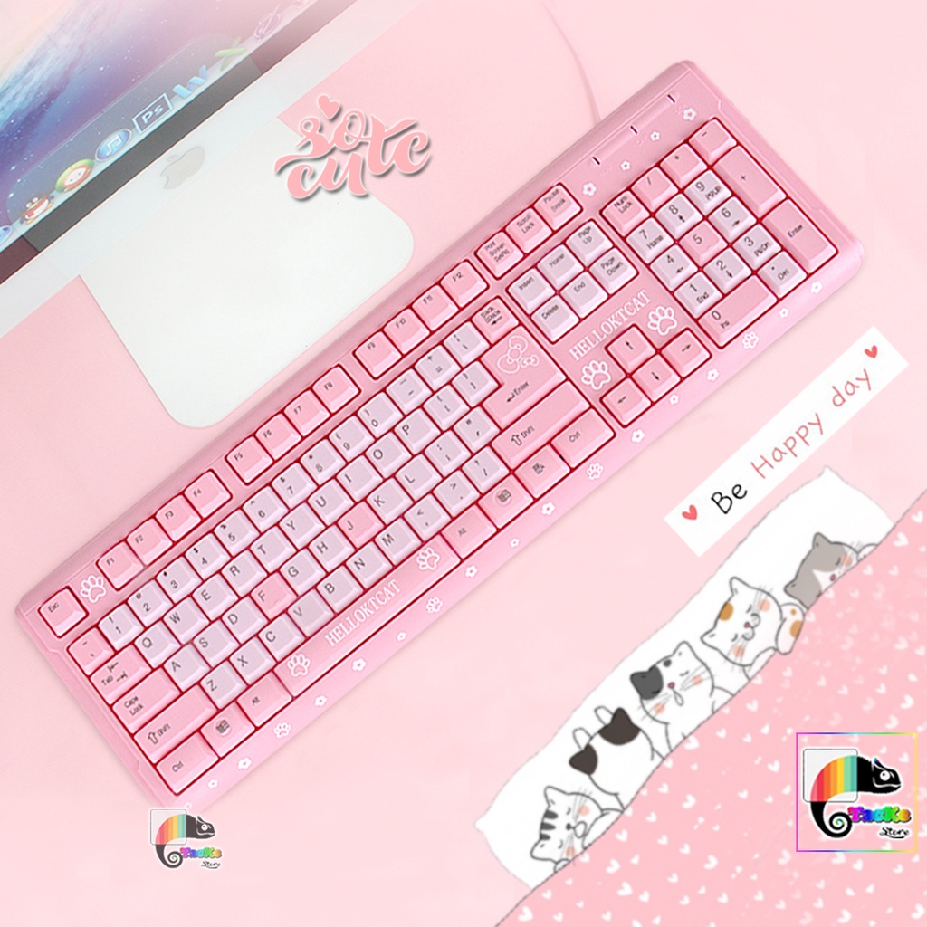 Hello KTCAT Mechanical Keyboard Pink I Pink Hello Kitty Keyboard ...