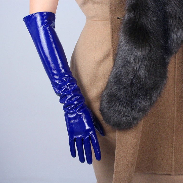 [ready stock] Patent Leather Long Gloves 50cm Extended Style Simulation ...