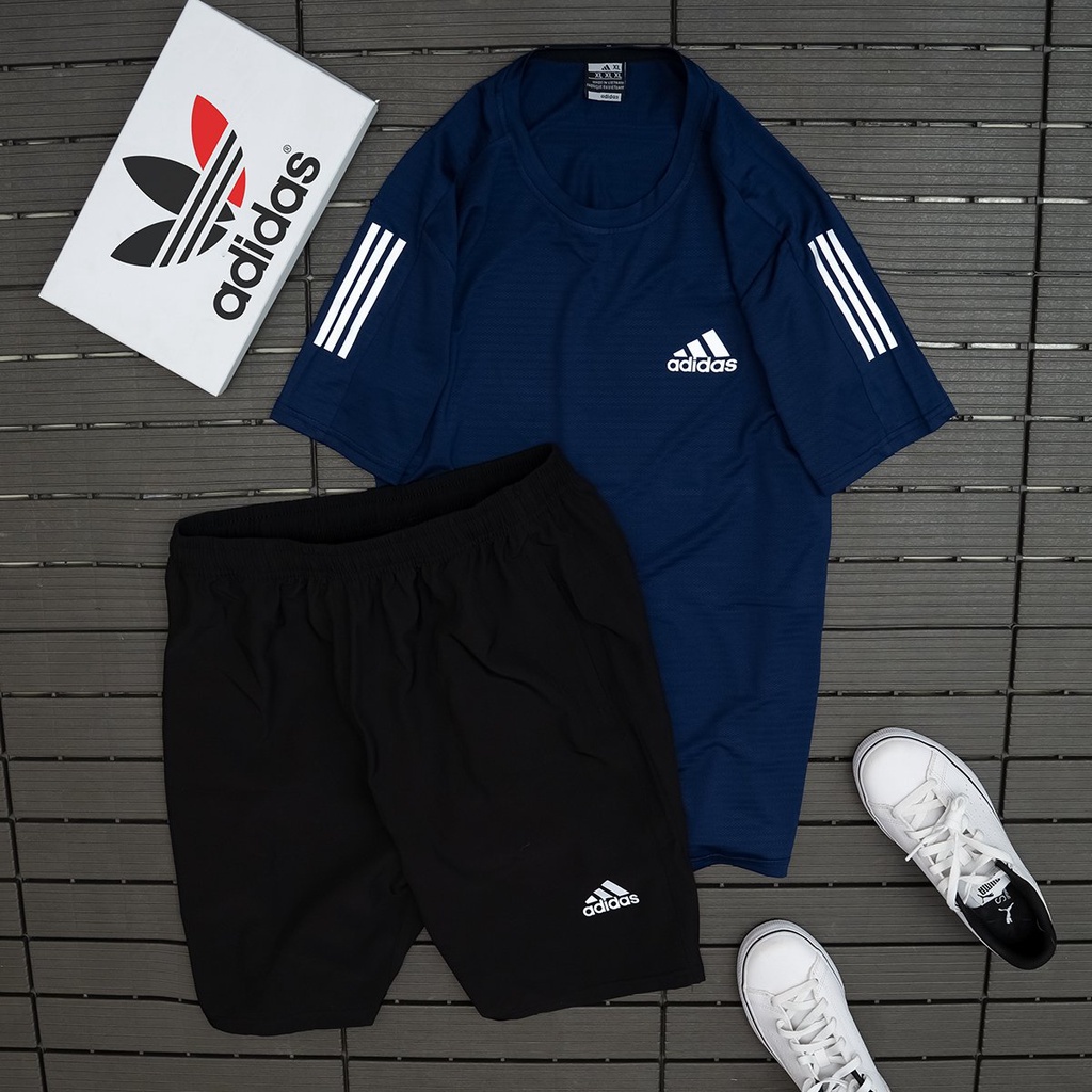Men's 3-stripe ventilated tracksuit, reflective pattern, short sleeve ...
