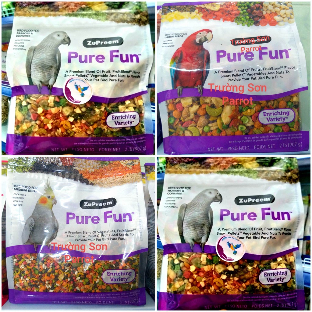 907g whole bag of premium seeds mixed with vegetables and fruits for Zupreem Pure Fun parrots of ...