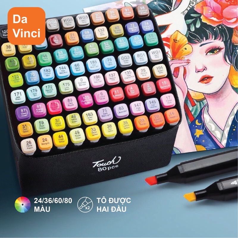 [ Davinci ] Raven Touch Marker Pen dayu combo 24/36/60/80 Color Marker ...