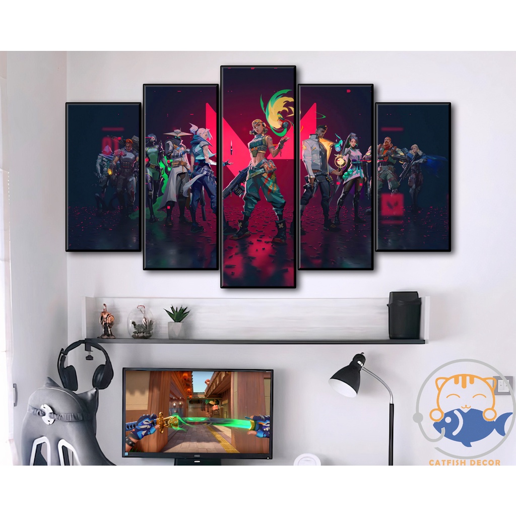 Jigsaw of 5 Wall Stickers VALORANT - Decor Gaming - Omen - Neon - Jett ...