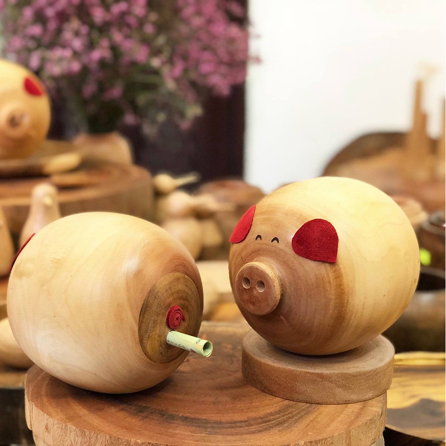 Wooden Pig Wooden Pig Savings, Money Storage, Feng Shui and Name ...
