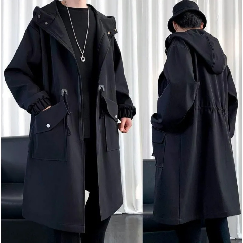 Mid-Length Men Jacket Korean Version Autumn And Winter New Trend Loose ...