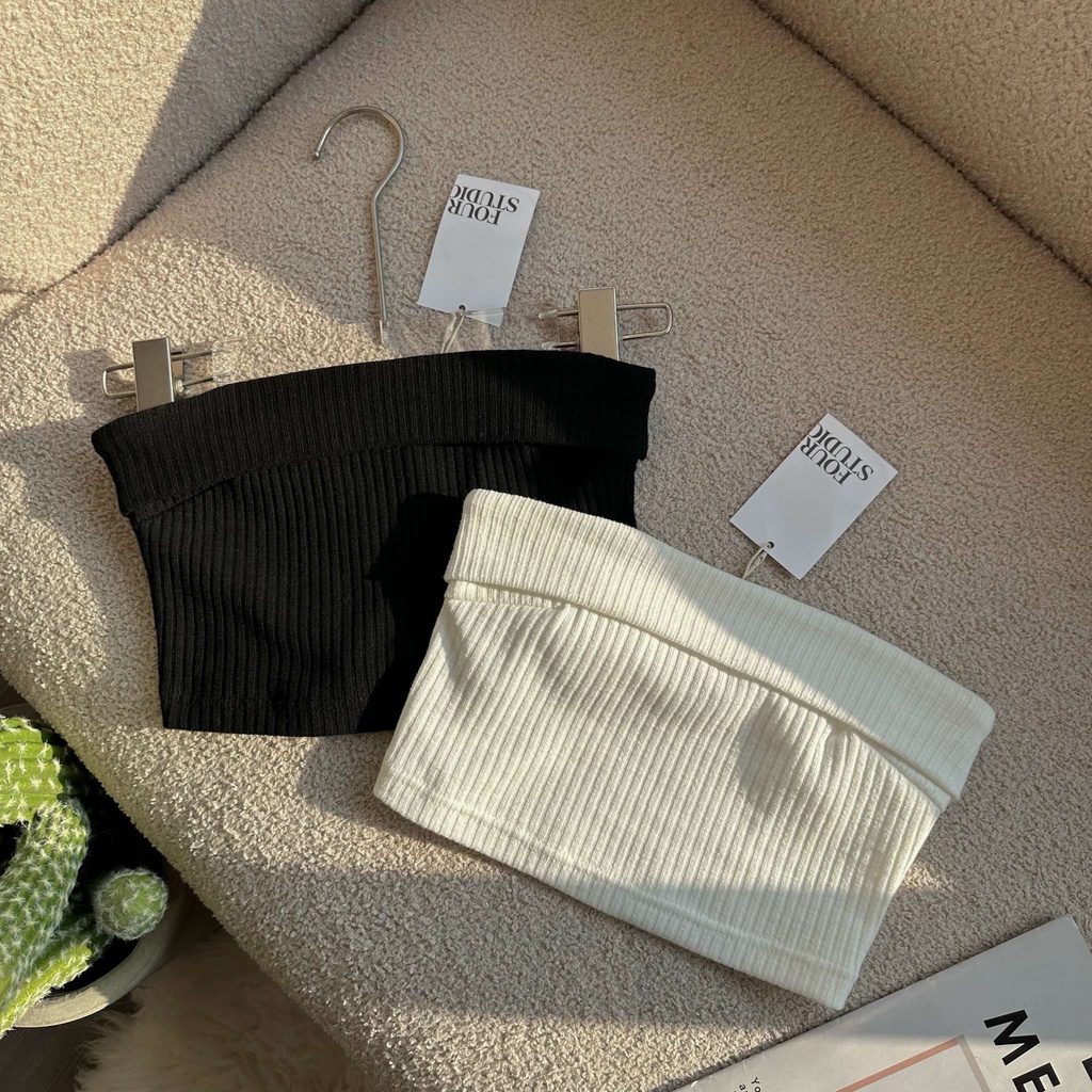 Women's body-hugging ribbed crop top A51 Four Studio | Shopee Philippines