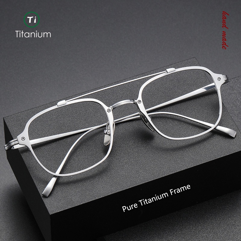 Japanese Simple aviator style Pure Titanium Glasses Frame Ultra-Light ...